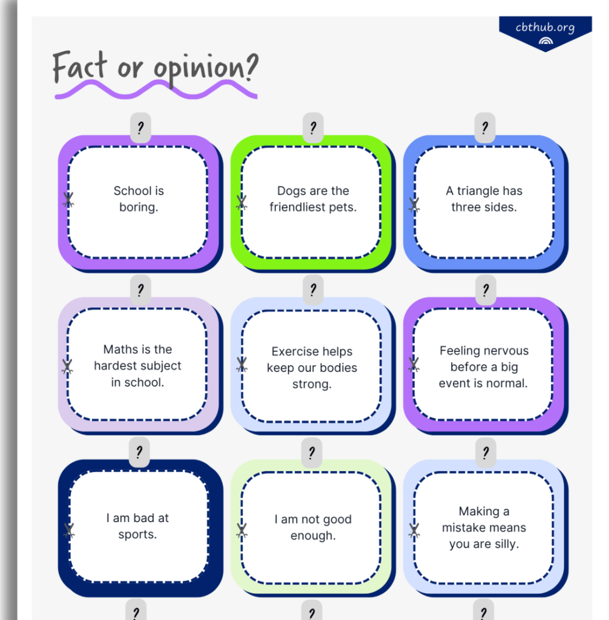 Behavioural Experiments Example | CBT Worksheet For Children