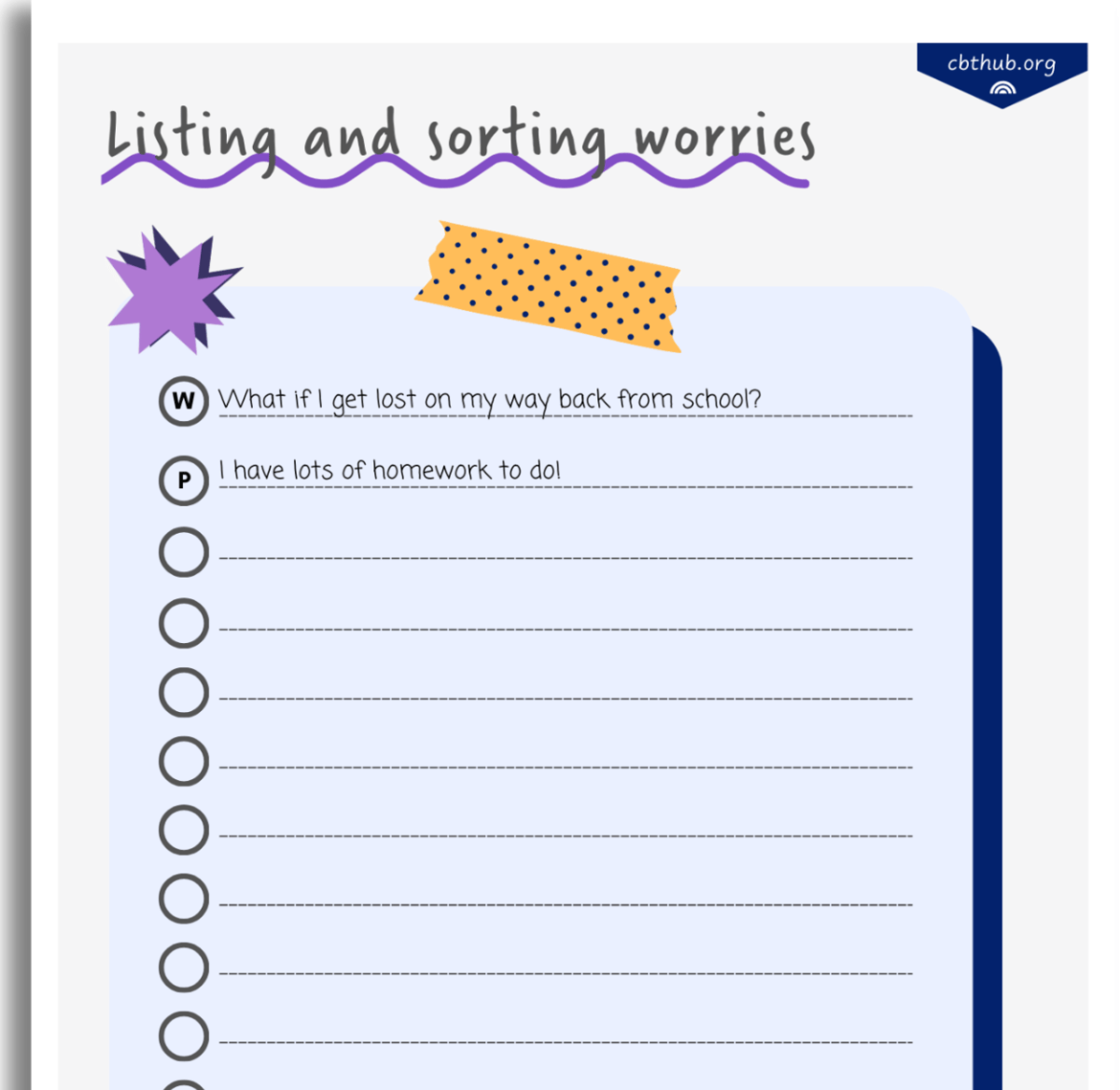 CBT Worksheets for Children's Worry | Printable Anxiety Tools