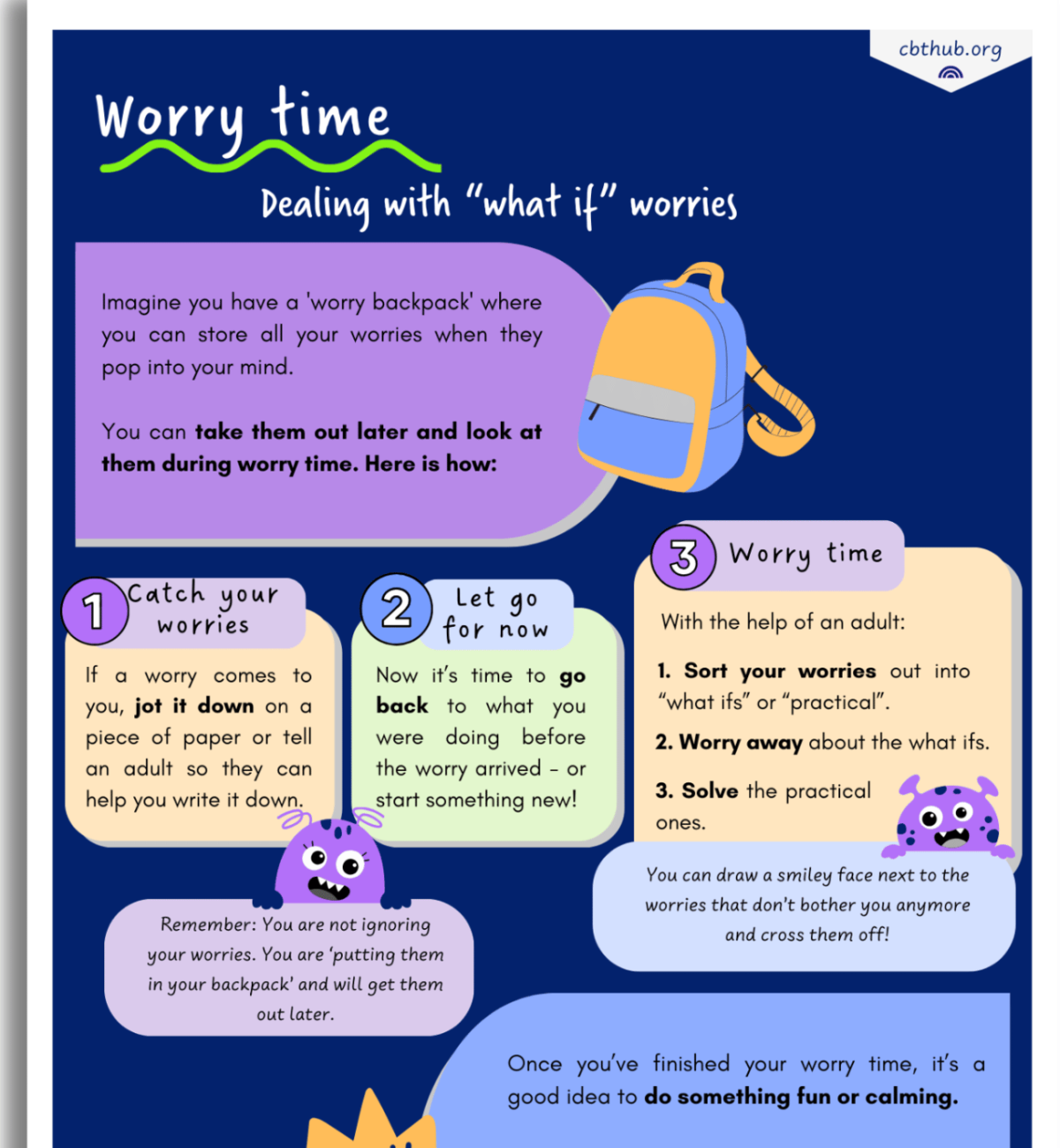 CBT Worksheets for Children's Worry | Printable Anxiety Tools