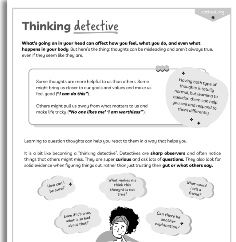 Being a Thinking Detective | CBT Worksheet for Teens