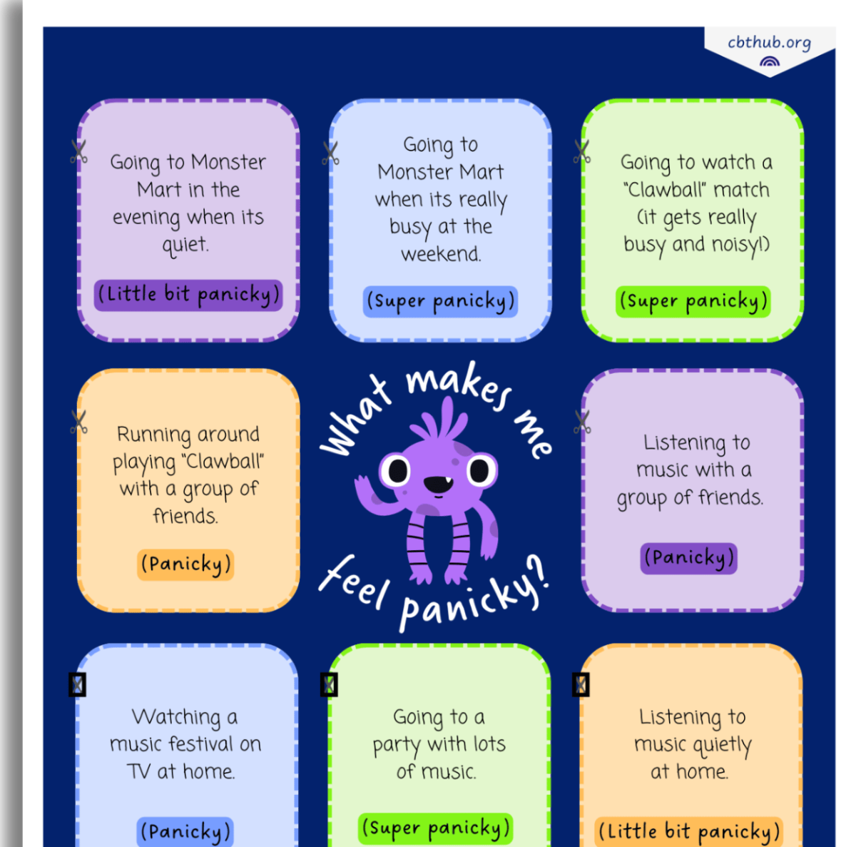 CBT Worksheets for Children's Panic | Printable Therapy Tools