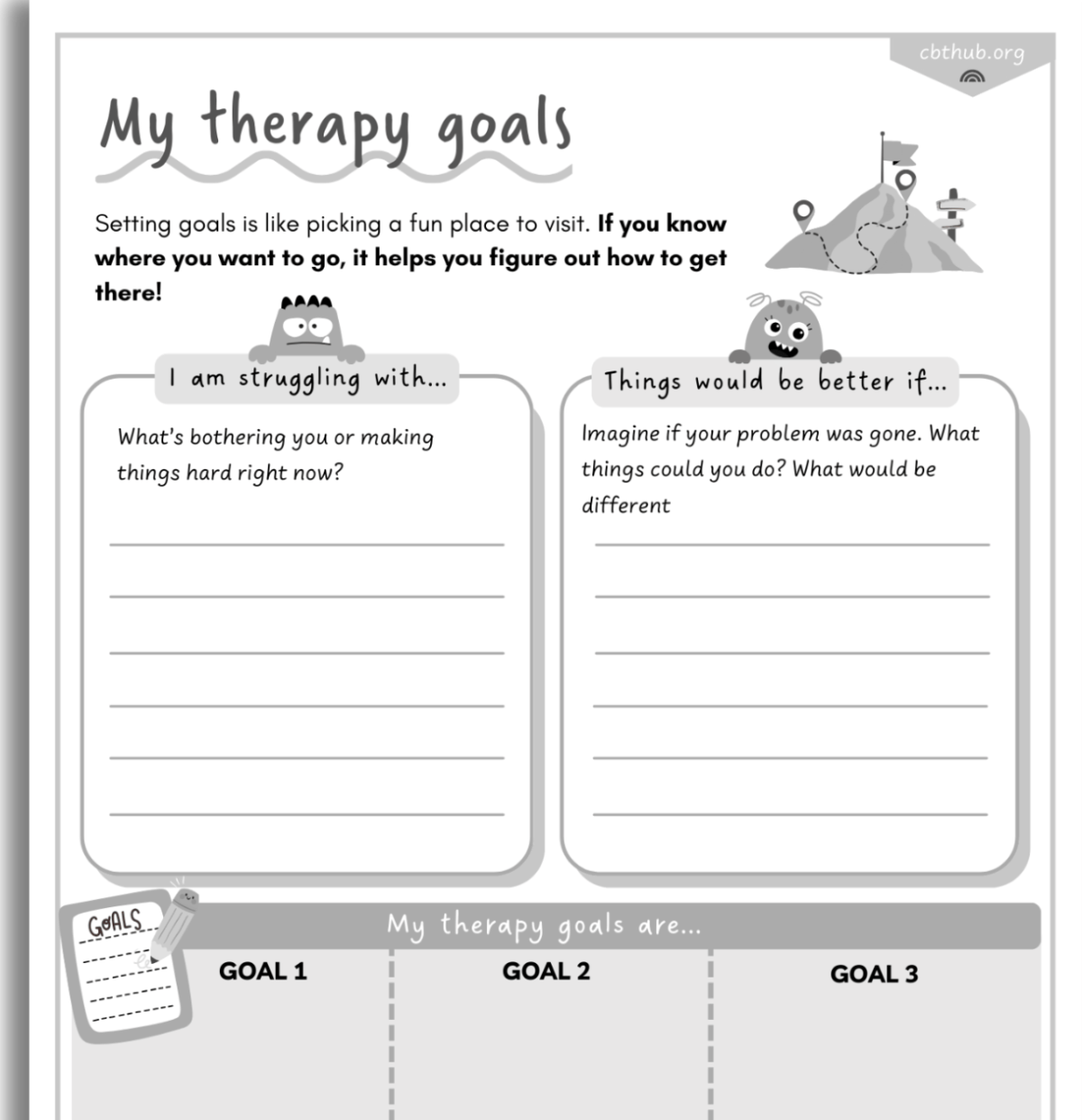 Therapy Goals | CBT Goal Setting Worksheet for Children