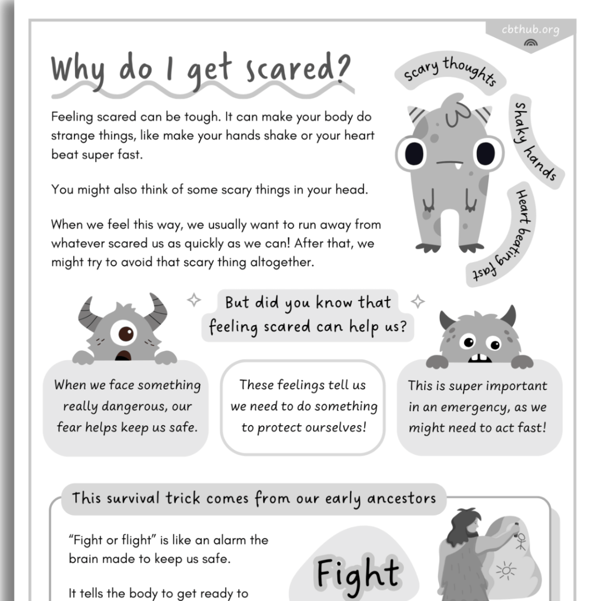 Understanding Fear | Fight and Flight CBT Worksheet for Children