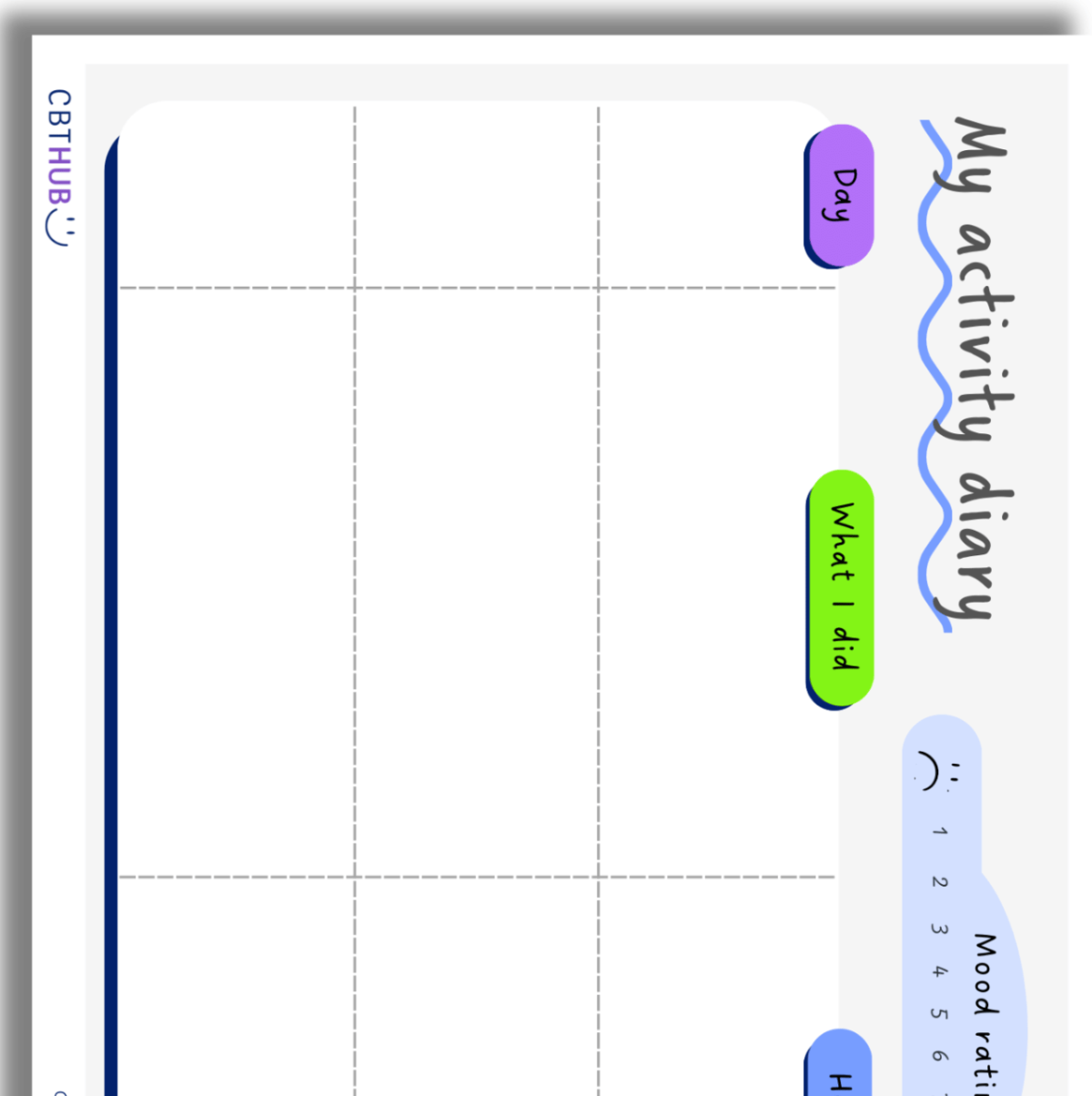 Behavioural Activation Diary | CBT Worksheet for Children