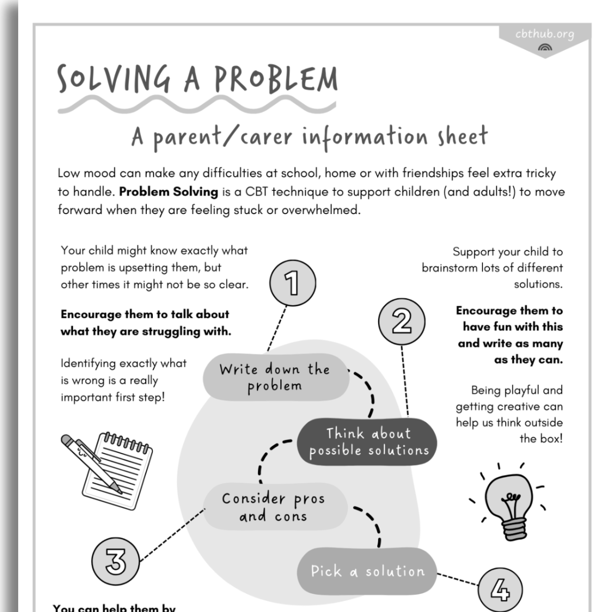 Problem Solving | CBT Worksheet for Children with Low Mood