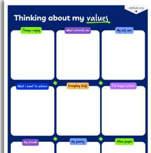 Values Reflection | Behavioural Activation Worksheet for Teenagers