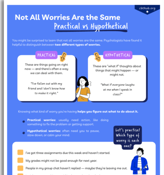 CBT Worksheets for Worry in Young People | Anxiety Resources